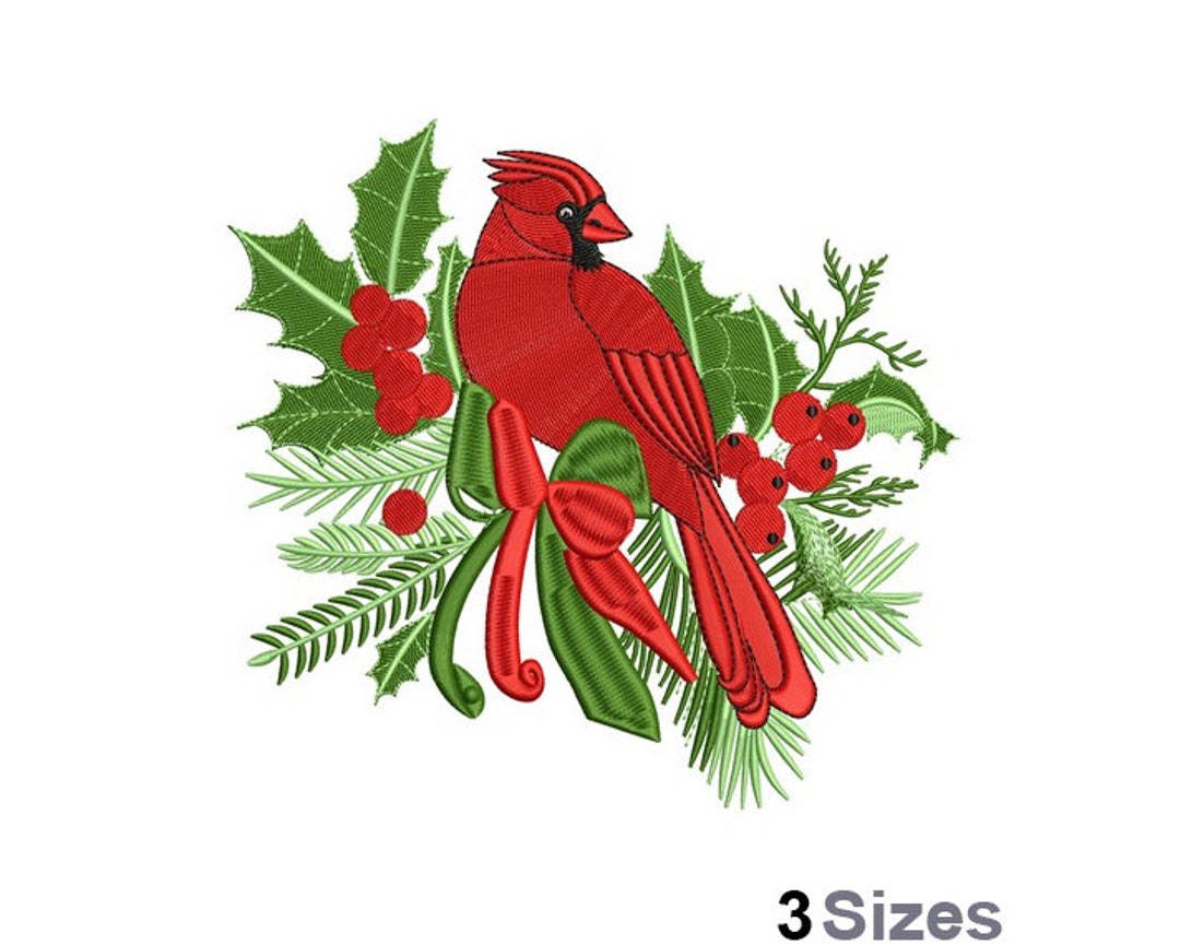 Christmas Cardinal - Machine Embroidery Design - Etsy