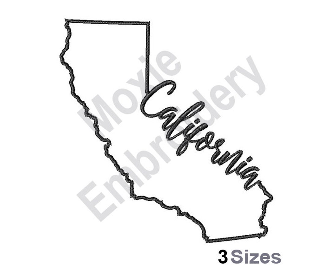 California State Map - Machine Embroidery Design, California Outline ...