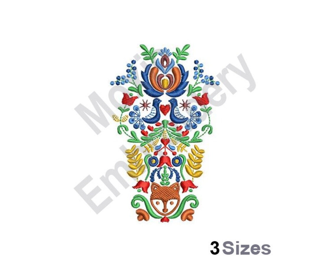 Floral Folk Art - Machine Embroidery Design - 3 Sizes, Scandinavian ...