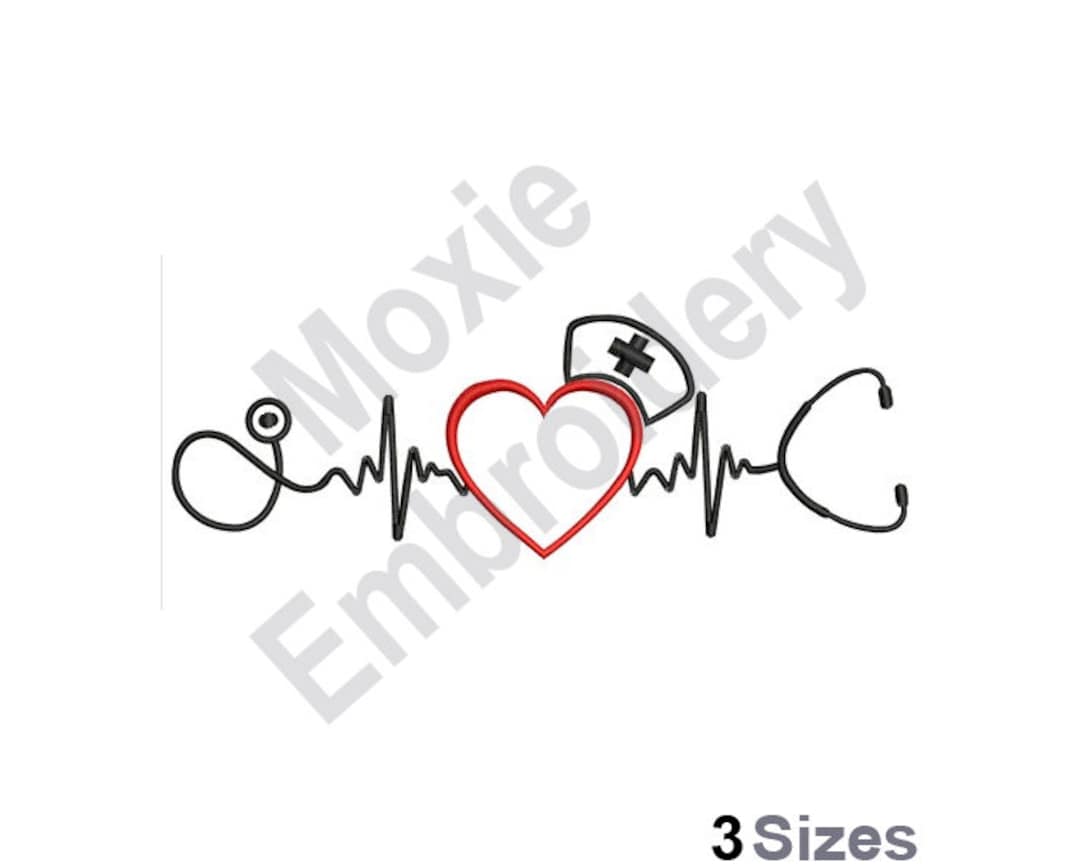 Nurse Heartbeat - Machine Embroidery Design, Medical Stethoscope ...