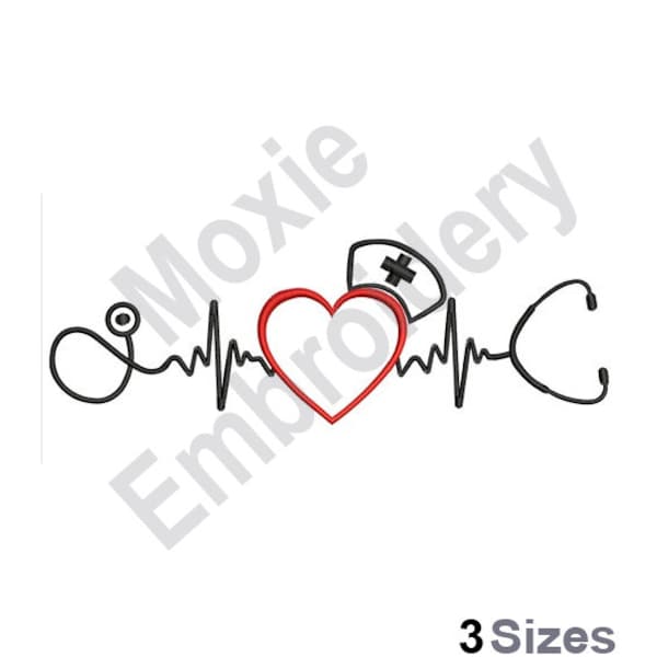Machine Embroidery Stethoscope Heartbeat - Etsy