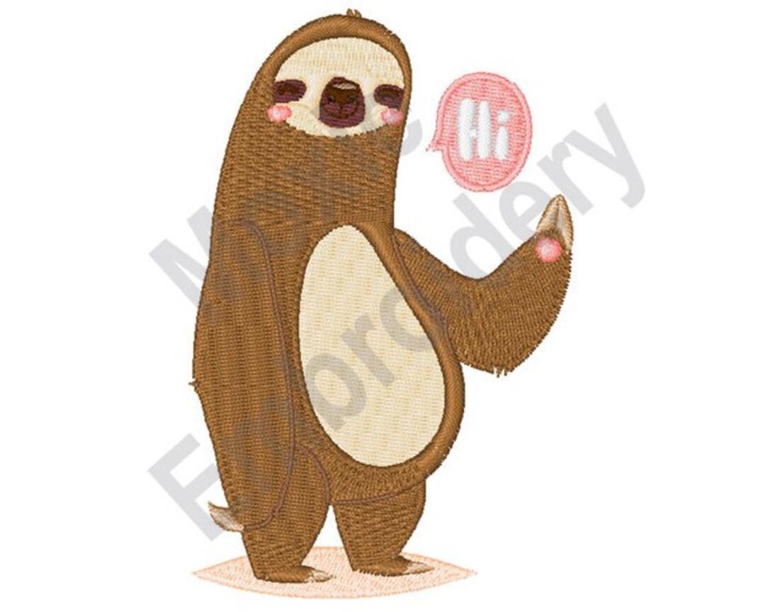 Sloth Waving Hi - Machine Embroidery Design, Sloth Embroidery Pattern ...