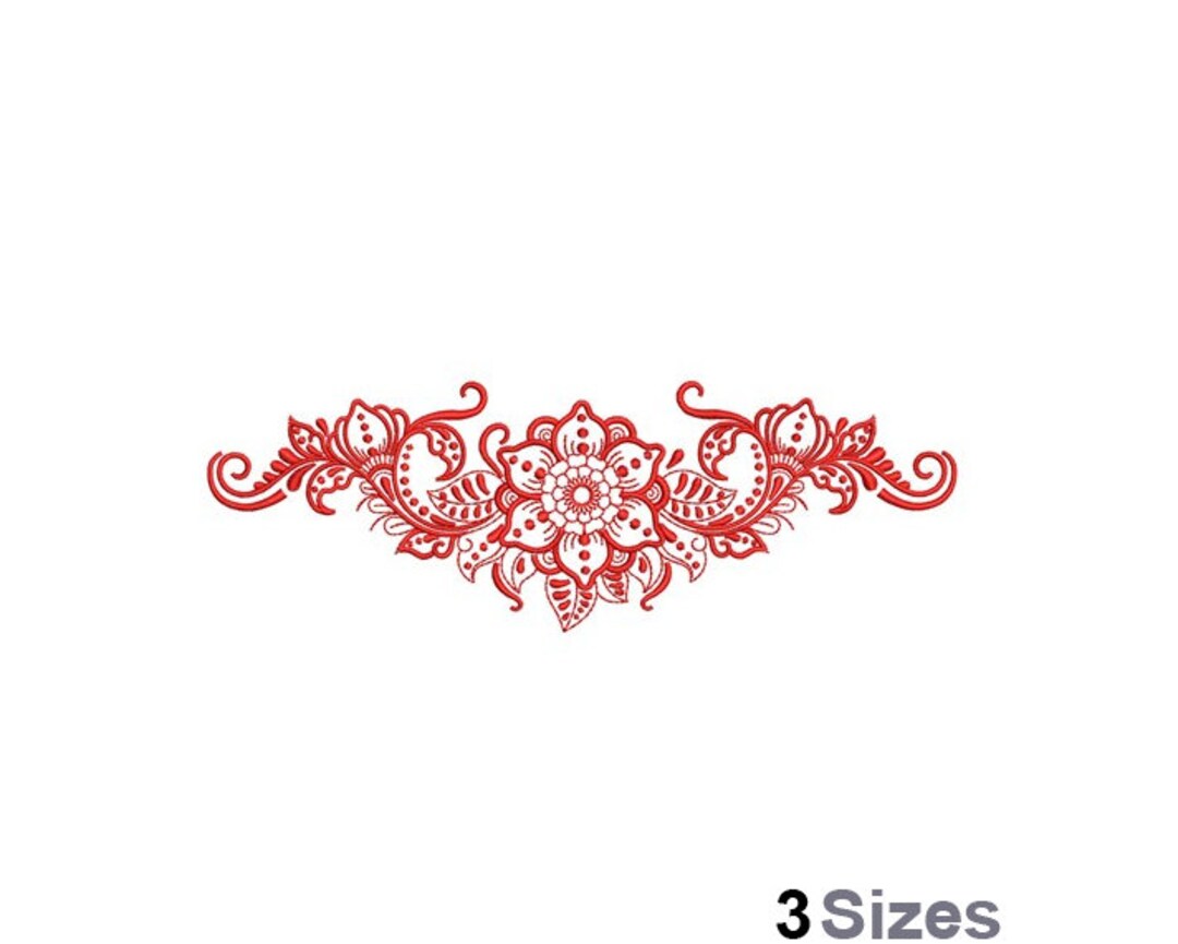 Floral Border - Machine Embroidery Design - 3 Sizes, Flower Centerpiece ...