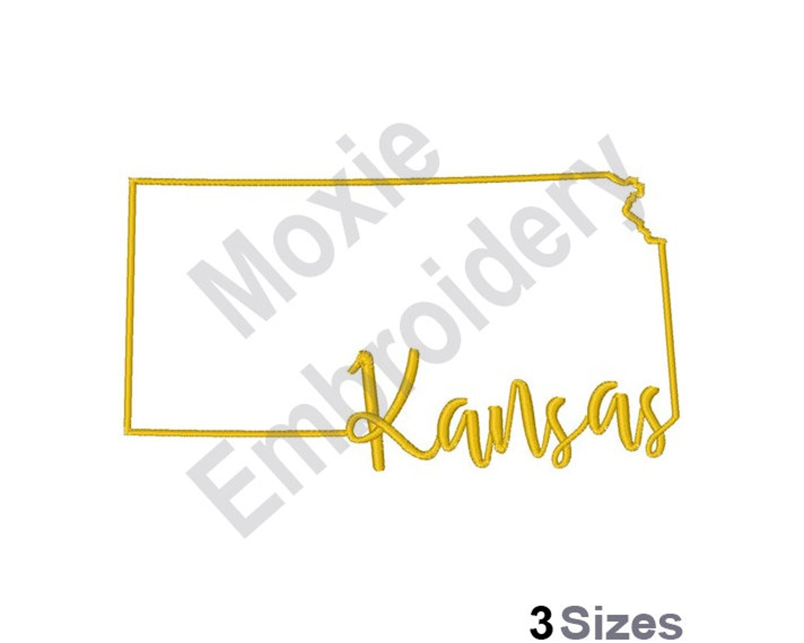 Kansas State Map - Machine Embroidery Design, Kansas Map Outline ...
