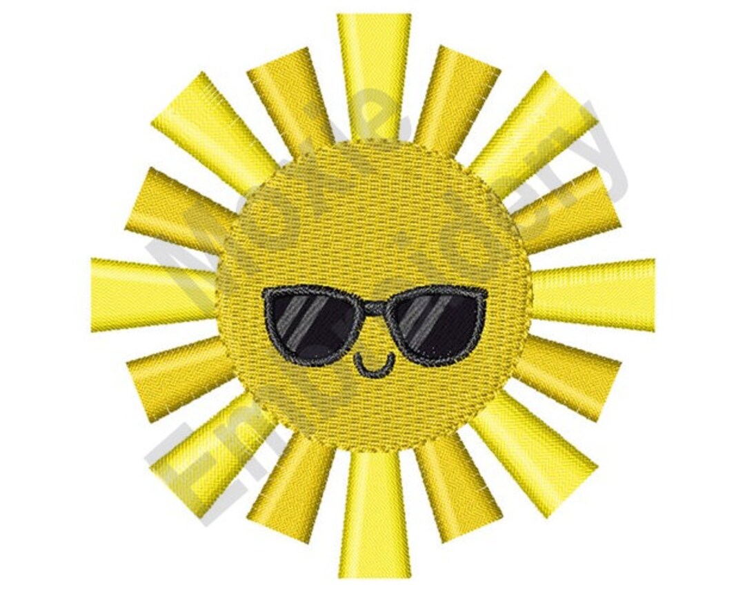 Summer Sun - Machine Embroidery Design, Sun in Sunglasses Embroidery ...