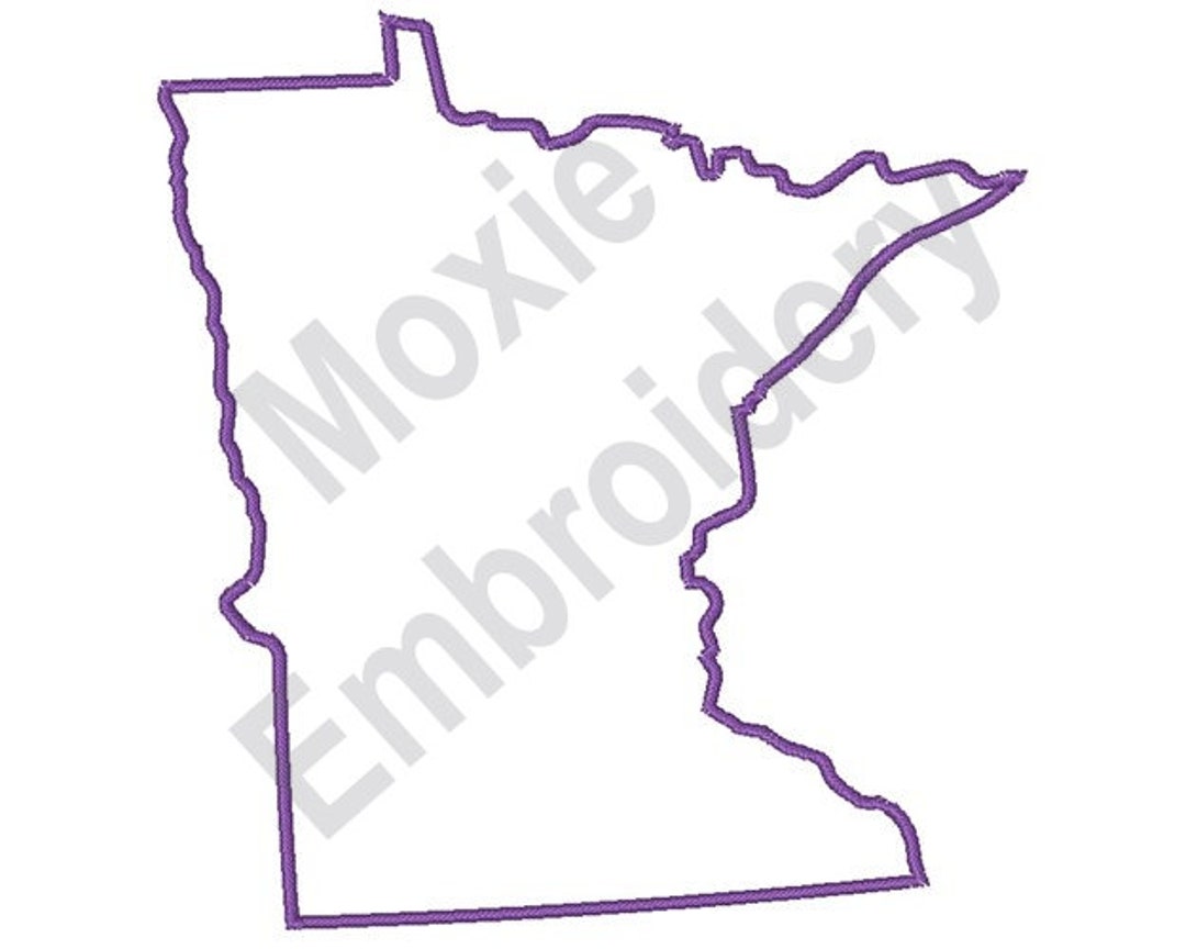 Minnesota State Map Outline - Machine Embroidery Design, Minnesota ...