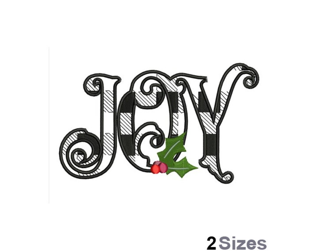 JOY - Machine Embroidery Design, Christmas Holly Embroidery Design ...