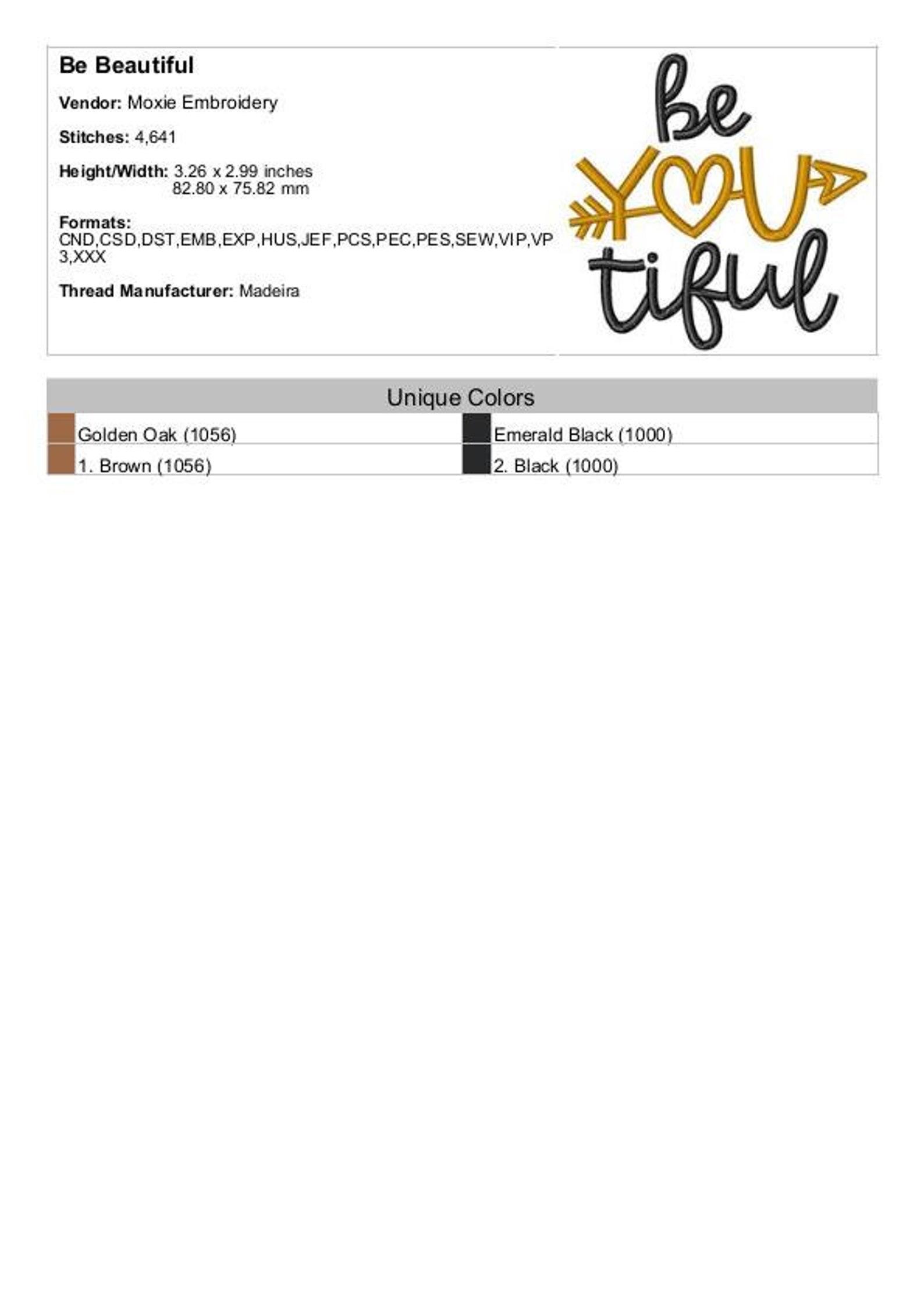 Be Beautiful - Machine Embroidery Design, Beautiful Lettering ...
