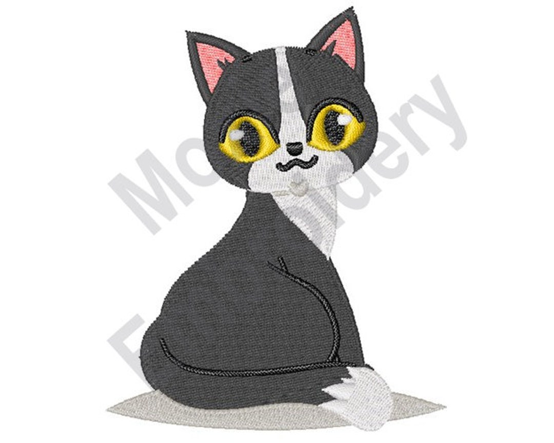 Cartoon Kitten - Machine Embroidery Design, Big Eyes Cat Embroidery ...