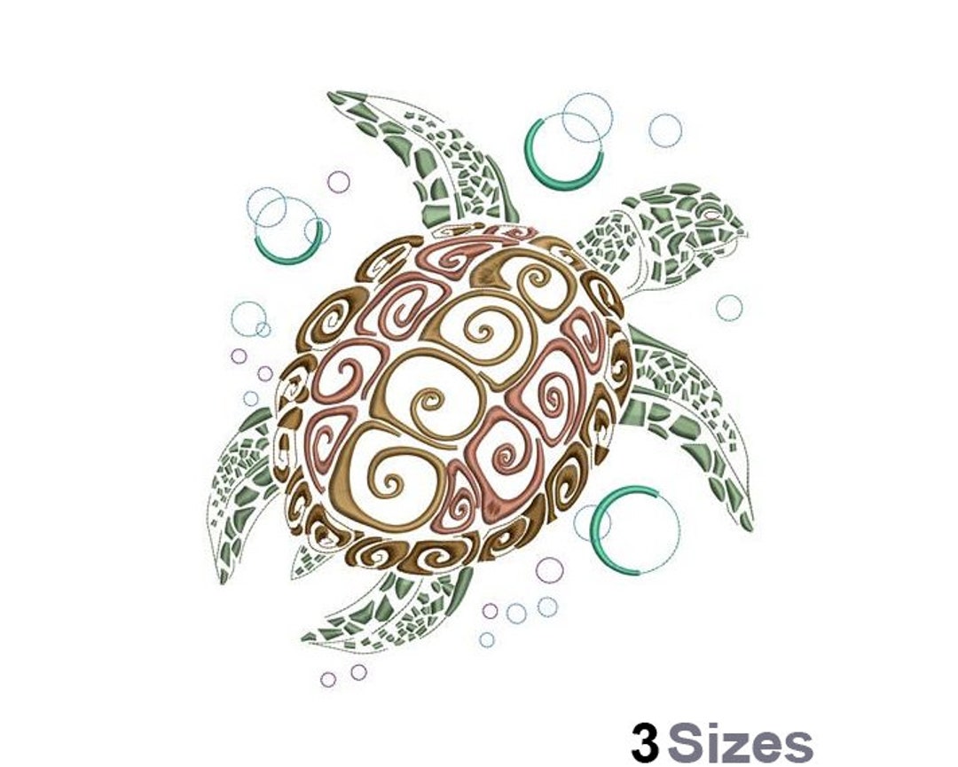 Sea Turtle - Machine Embroidery Design - 3 Sizes, Tribal Turtle ...