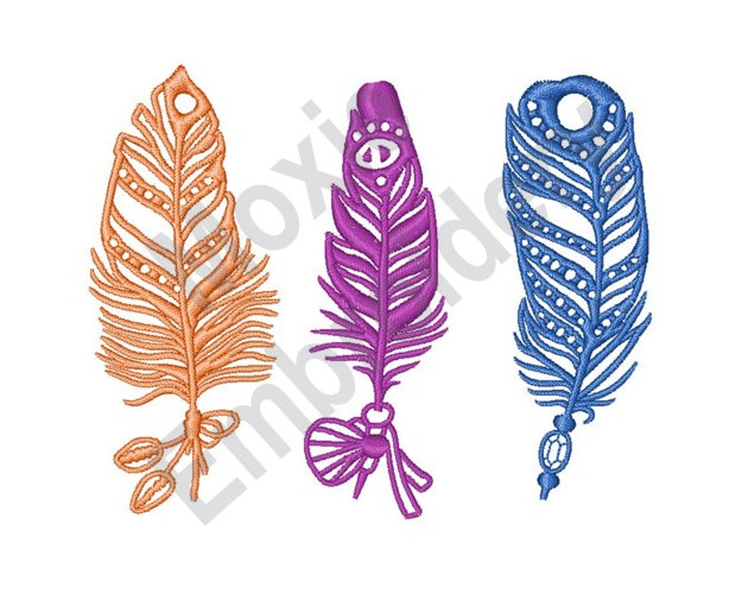 Feather Border - Machine Embroidery Design, Bohemian Feathers ...