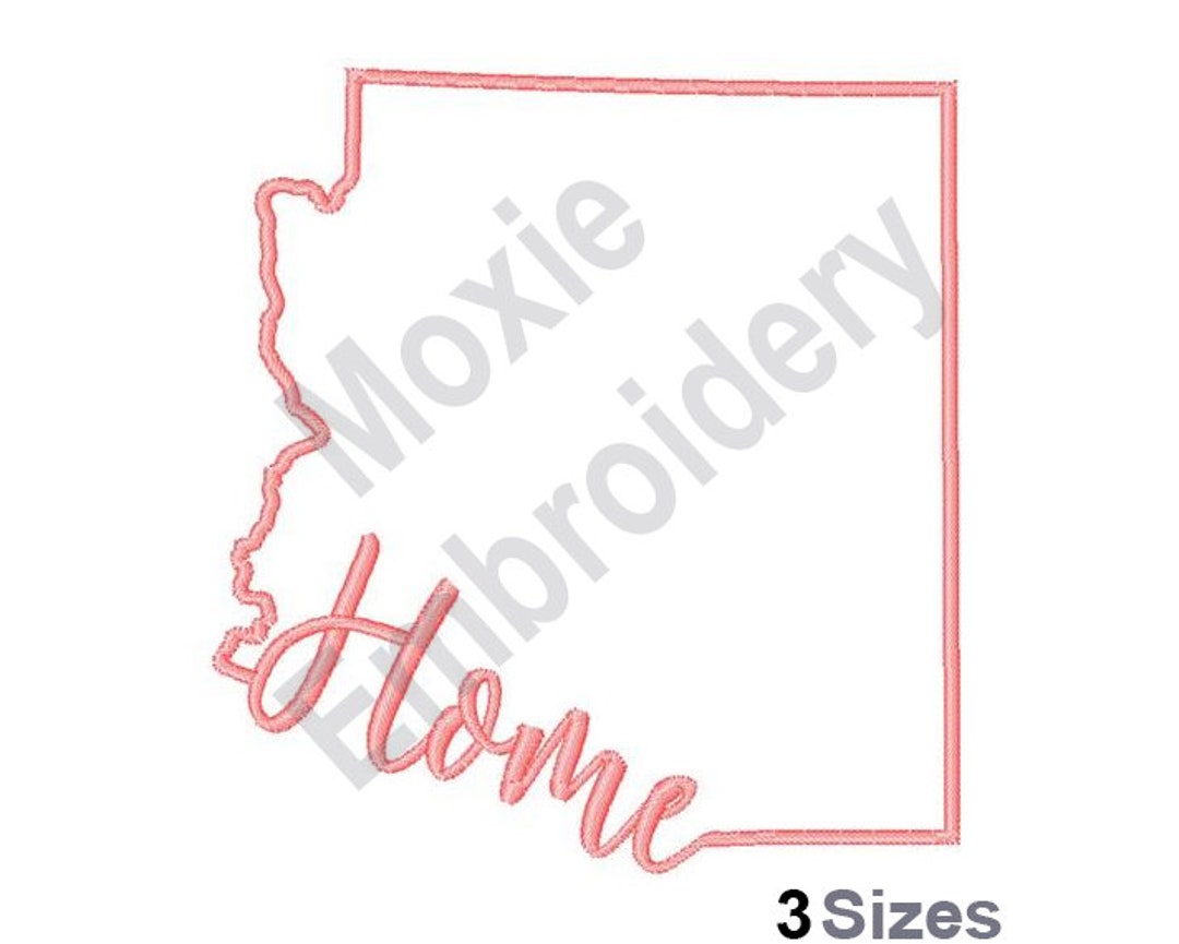 Arizona Home State Map - Machine Embroidery Design - 3 Sizes, Arizona ...