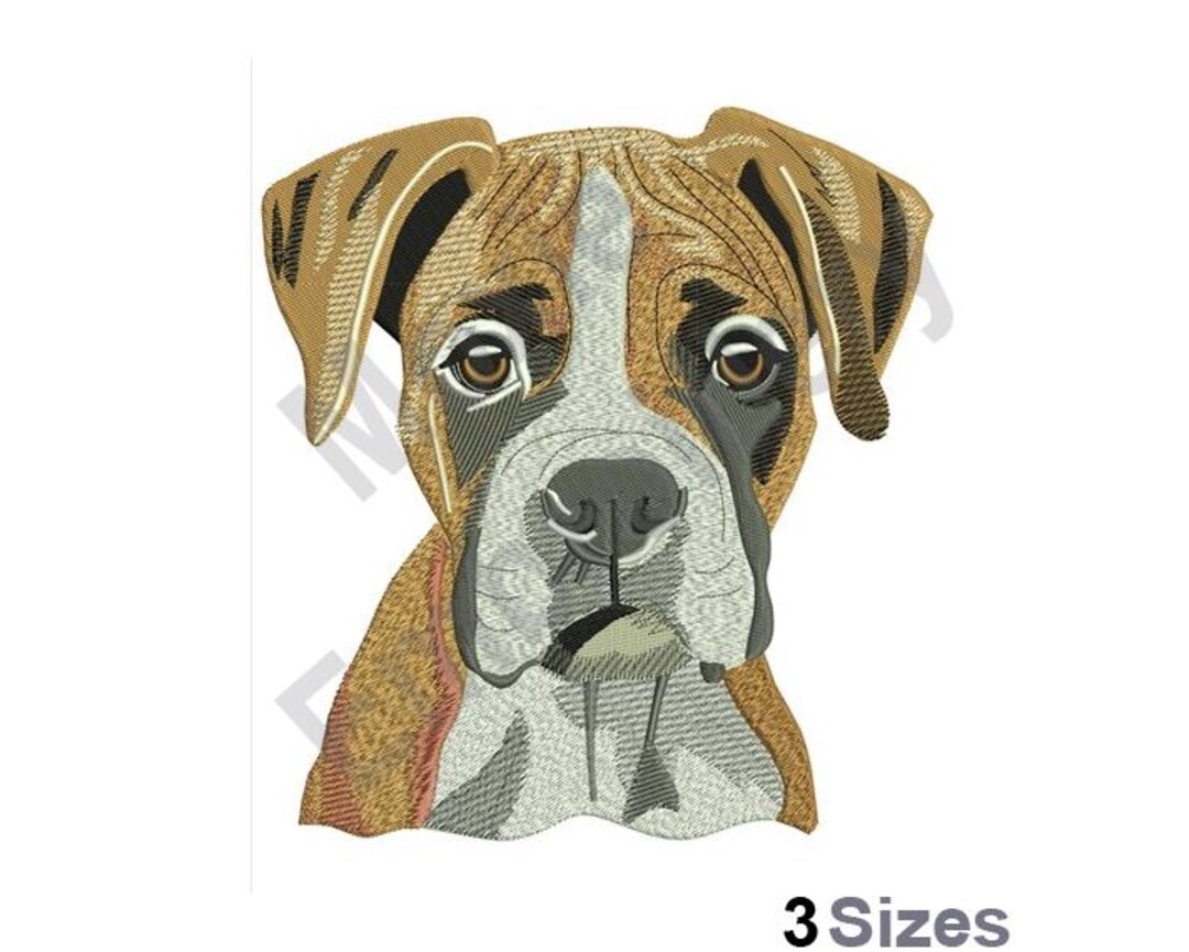 Boxer Head - Machine Embroidery Design - 3 Sizes, Dog Head Embroidery ...