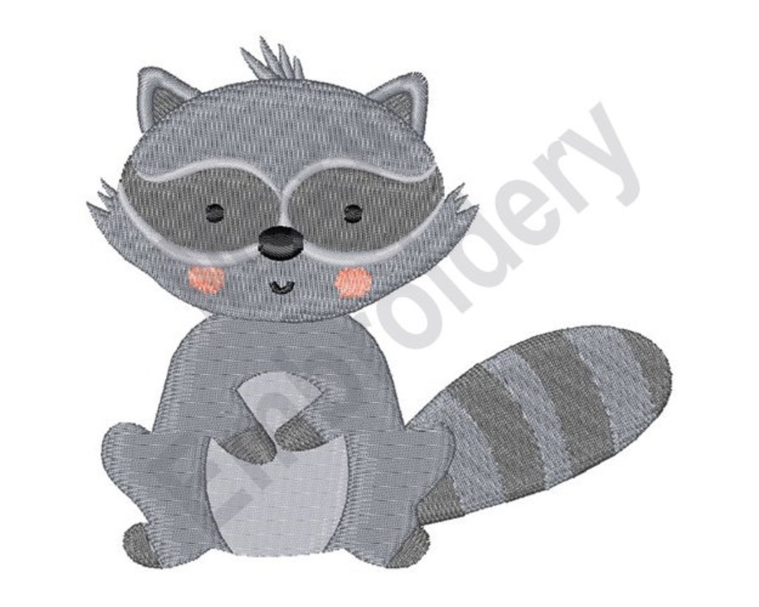 Woodland Raccoon Machine Embroidery Design, Raccoon Embroidery Pattern ...