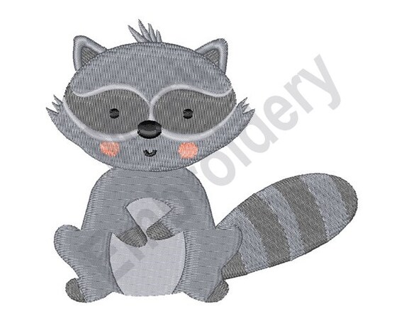Woodland Raccoon Machine Embroidery Design Raccoon - Etsy