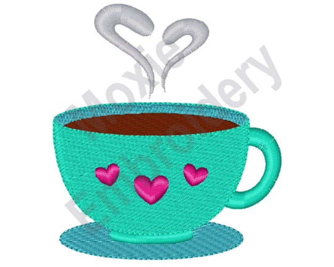 Love Coffee - Machine Embroidery Design, Hot Coffee Cup Embroidery ...
