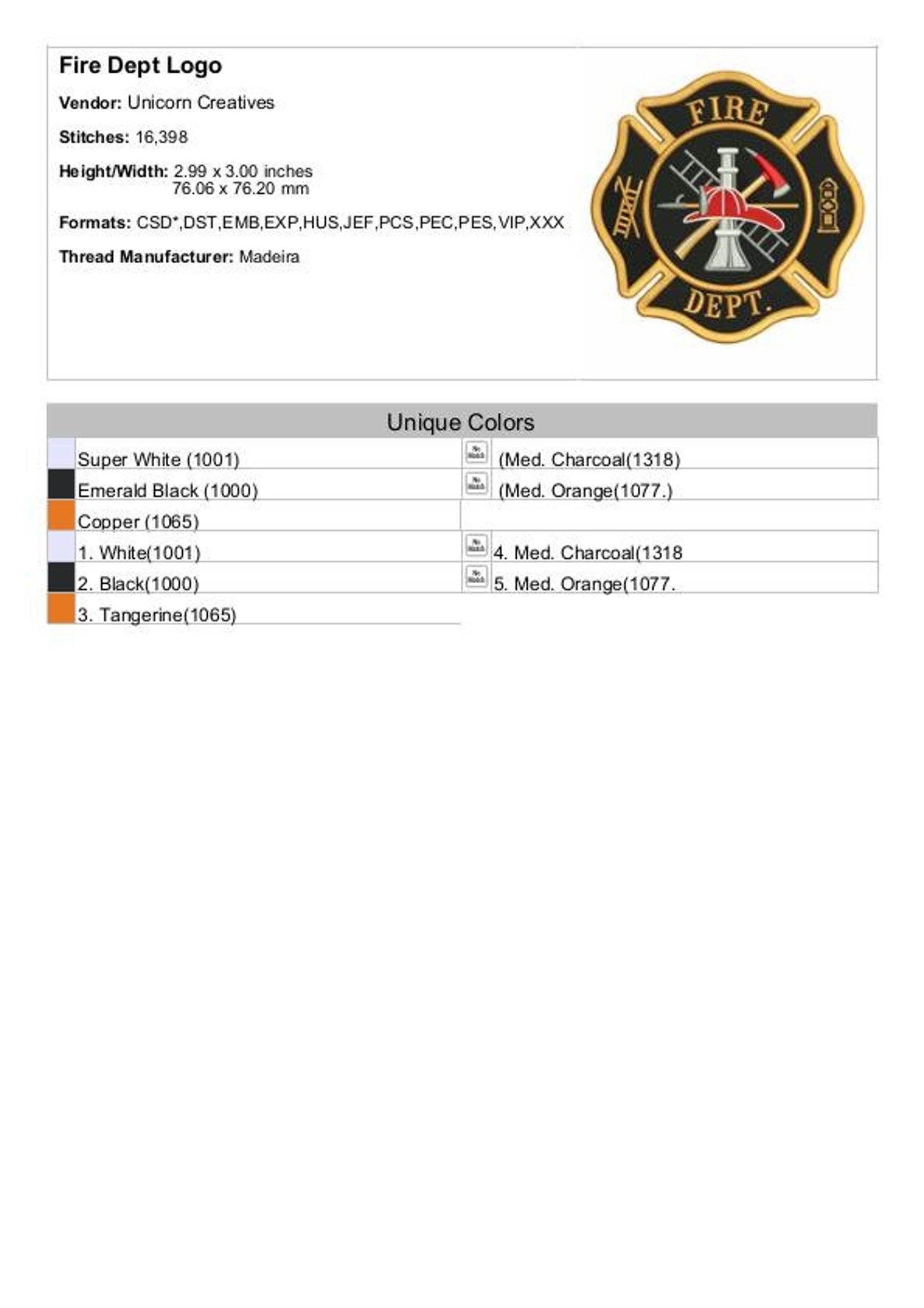 Fire Department Logo - Machine Embroidery Design - 3 Sizes, Firefighter ...