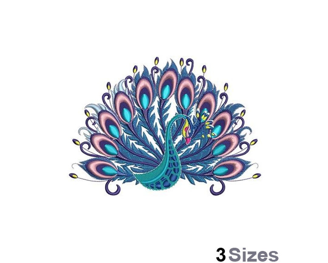 Peacock - Machine Embroidery Design - 3 Sizes, Elegant Peacock ...