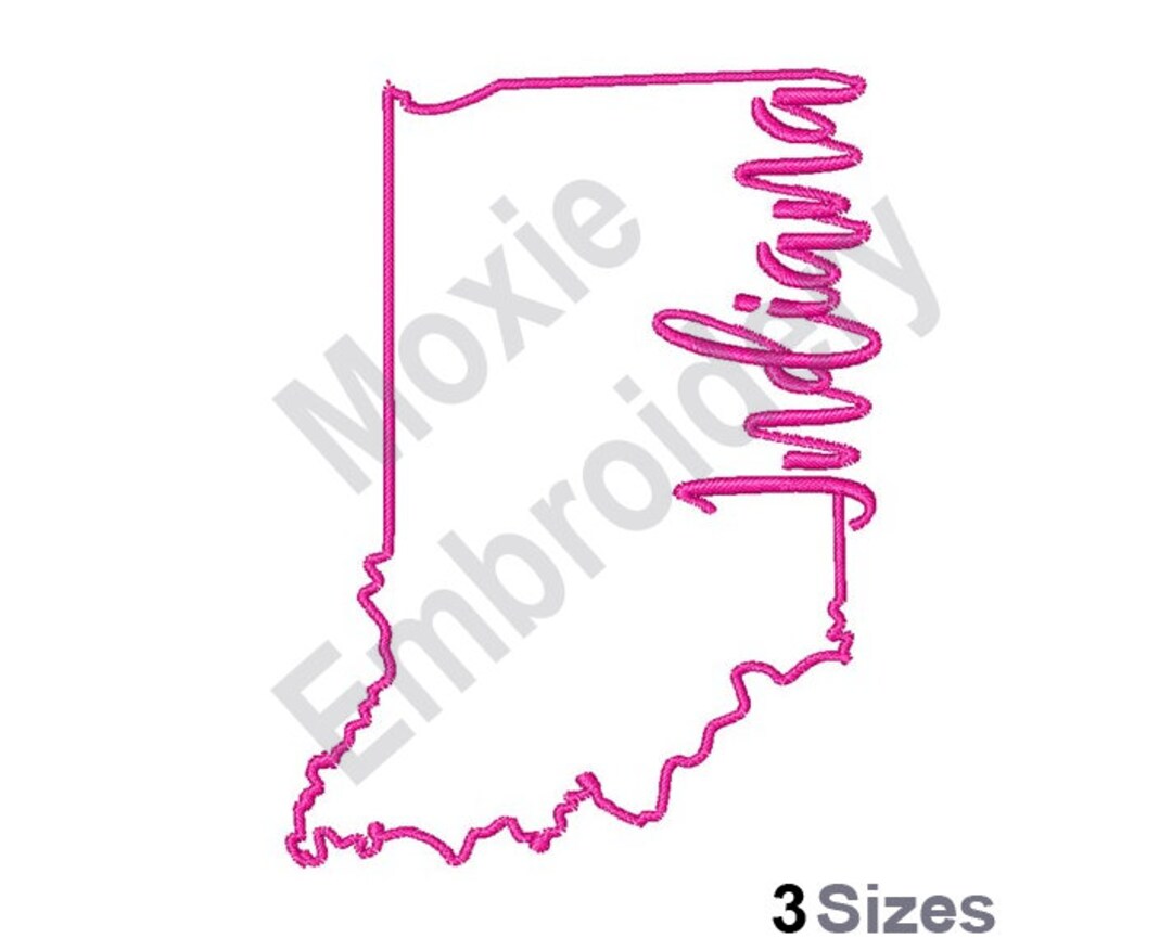 Indiana State Map - Machine Embroidery Design, Indiana Map Outline ...