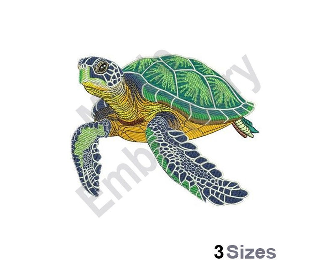 Sea Turtle - Machine Embroidery Design - 3 Sizes, Green Turtle ...