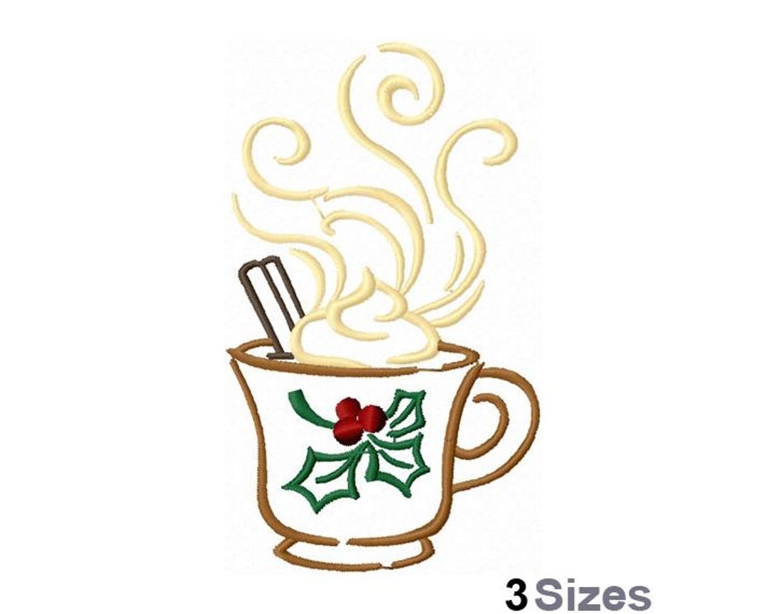 Christmas Cocoa - Machine Embroidery Design - 3 Sizes, Hot Cocoa Cup ...