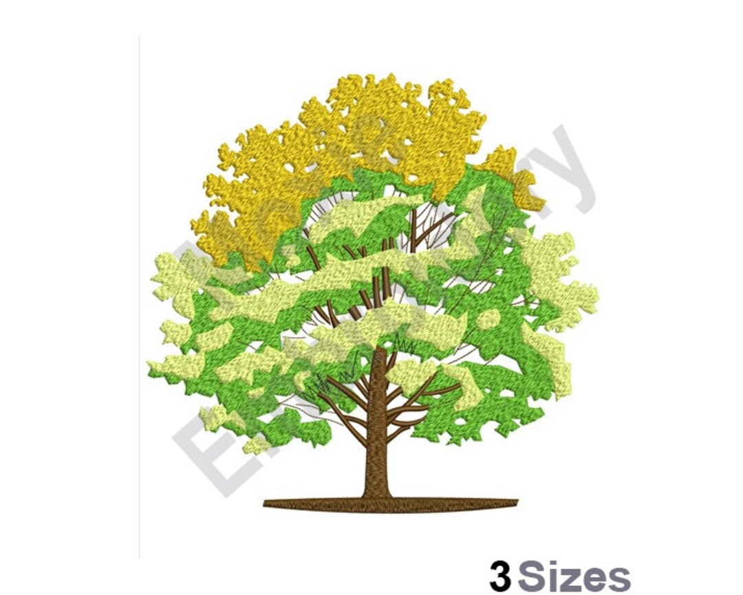 Autumn Maple Tree - Machine Embroidery Design - 3 Sizes, Yellow & Green ...