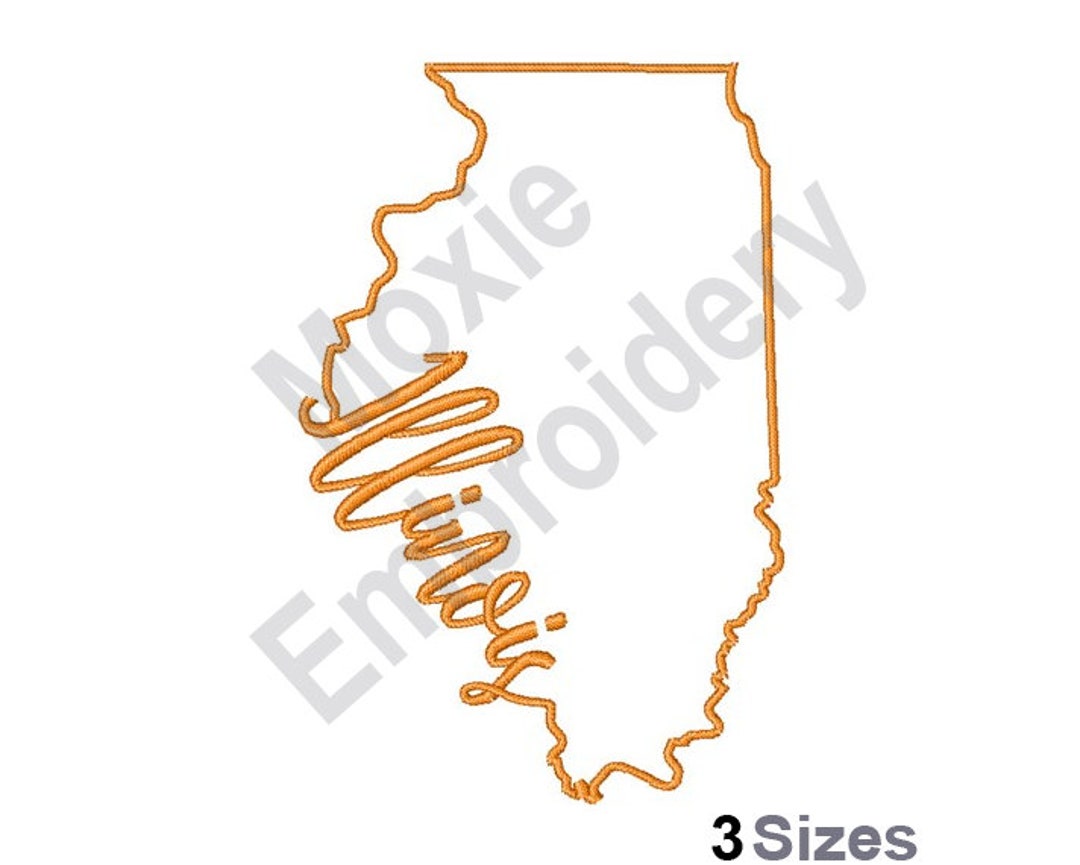 Illinois State Map - Machine Embroidery Design, Illinois Map Outline ...
