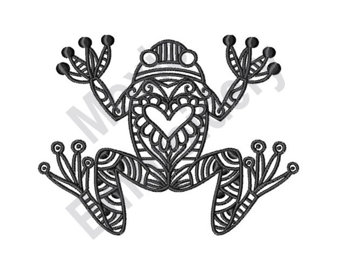 Zentangle Frog - Machine Embroidery Design, Tree Frog Embroidery ...