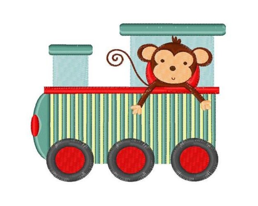 Monkey Train Conductor - Machine Embroidery Design - Etsy