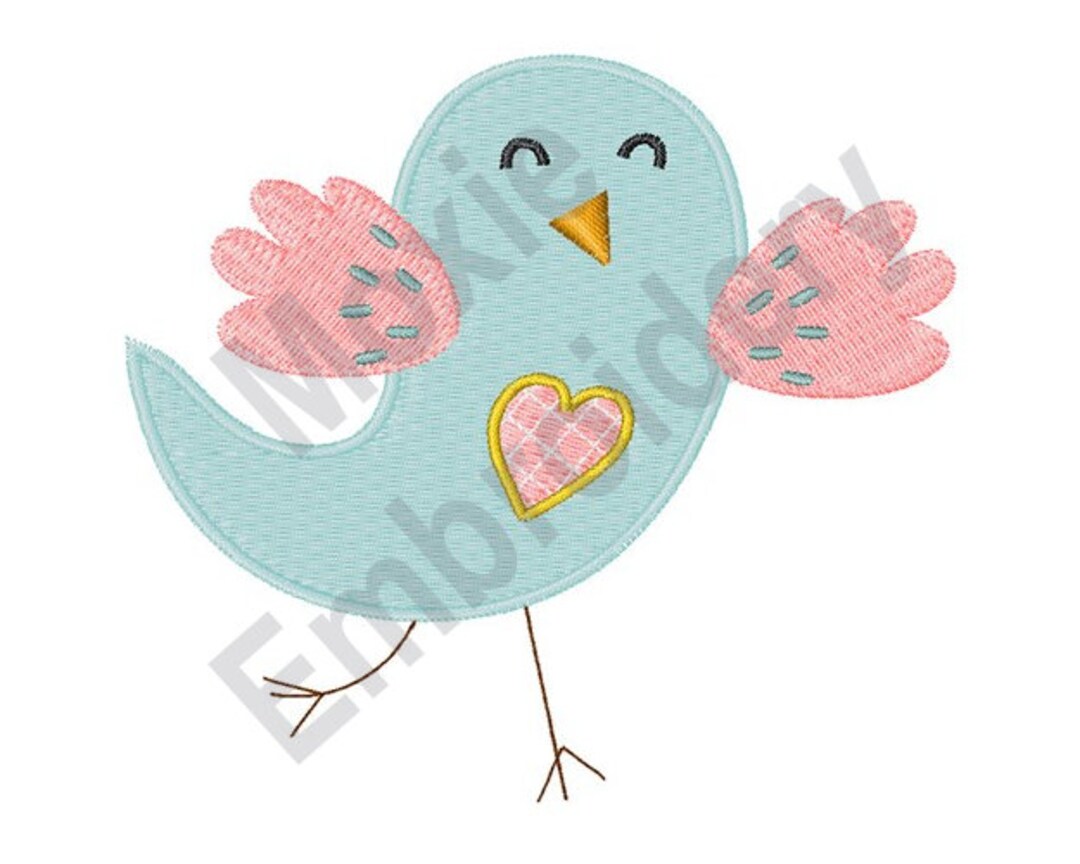 Happy Bluebird Machine Embroidery Design, Little Bluebird Embroidery ...