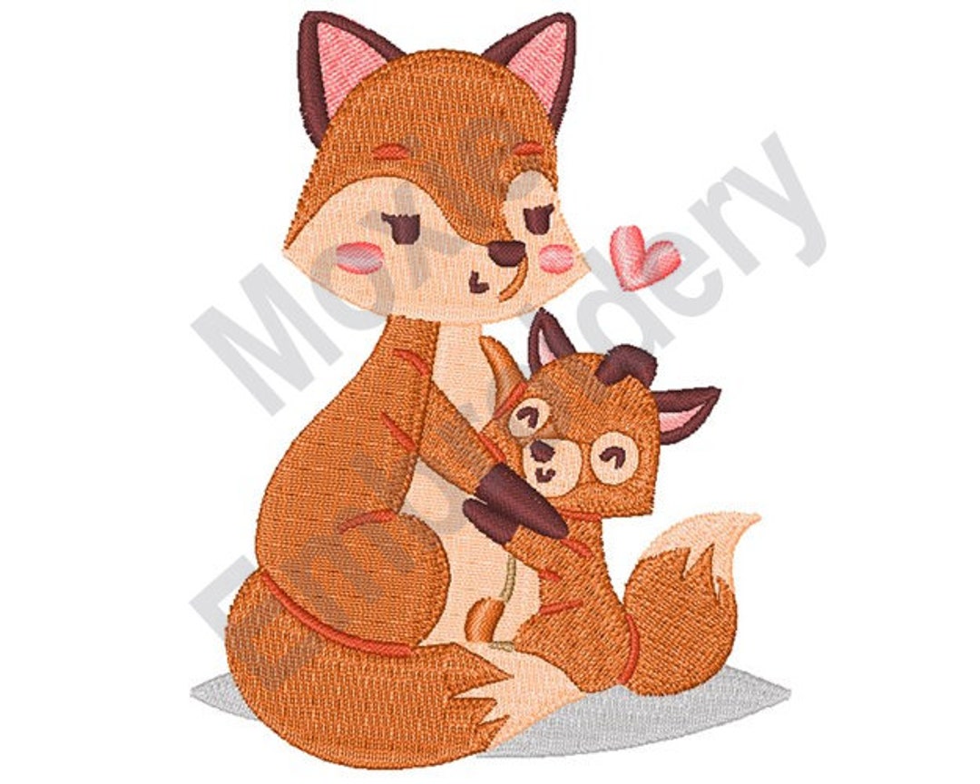 Fox & Kit - Machine Embroidery Design, Fox Family Embroidery Pattern ...