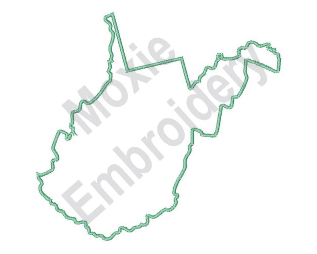 West Virginia Outline - Machine Embroidery Design, West Virginia State ...