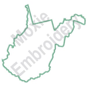 West Virginia Outline - Machine Embroidery Design, West Virginia State ...