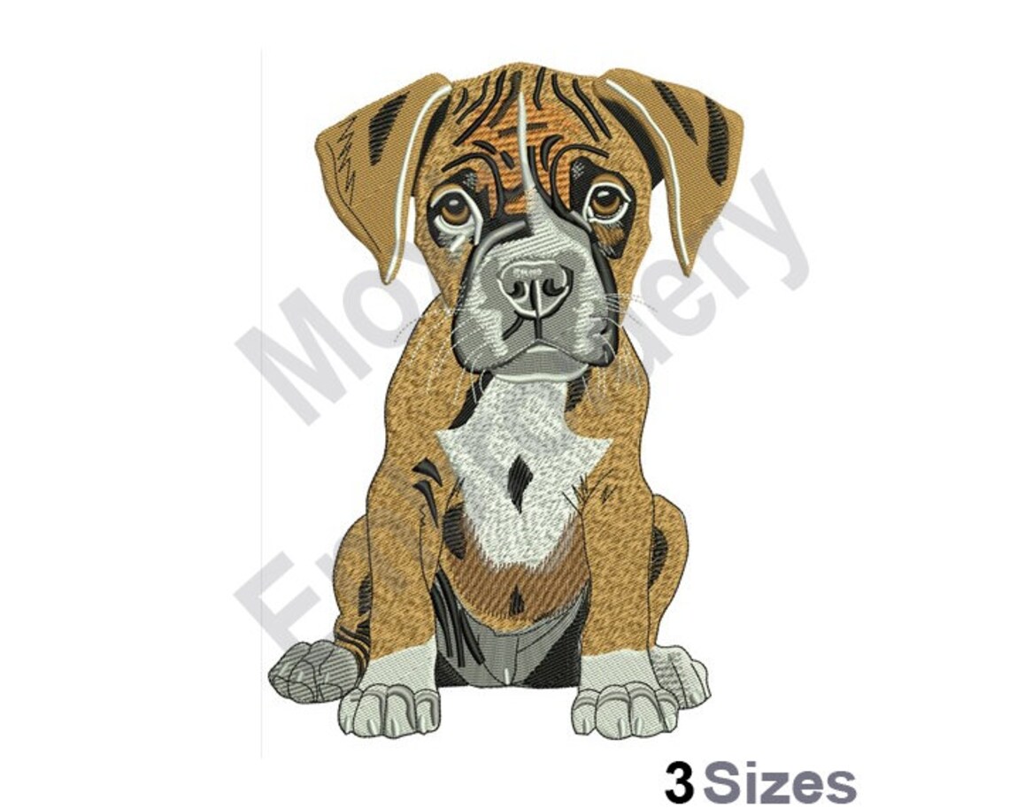Boxer - Machine Embroidery Design - 3 Sizes, Boxer Puppy Embroidery ...