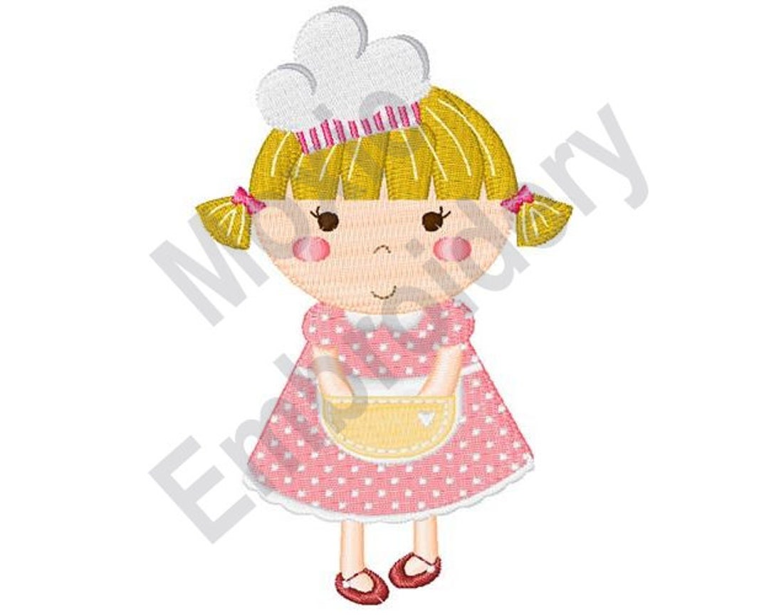 Little Girl Baker Machine Embroidery Design, Blonde Girl Embroidery ...