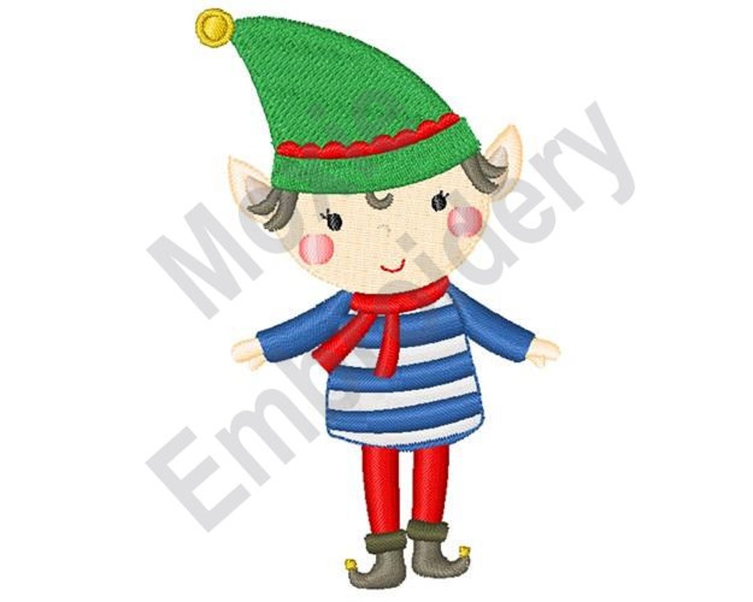 Christmas Elf Machine Embroidery Design, Xmas Elf Boy Embroidery Design ...
