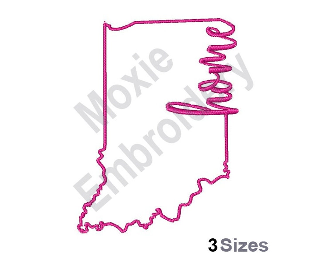 Indiana Home - Machine Embroidery Design, Indiana State Map Embroidery ...