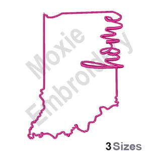 Indiana Home - Machine Embroidery Design, Indiana State Map Embroidery ...