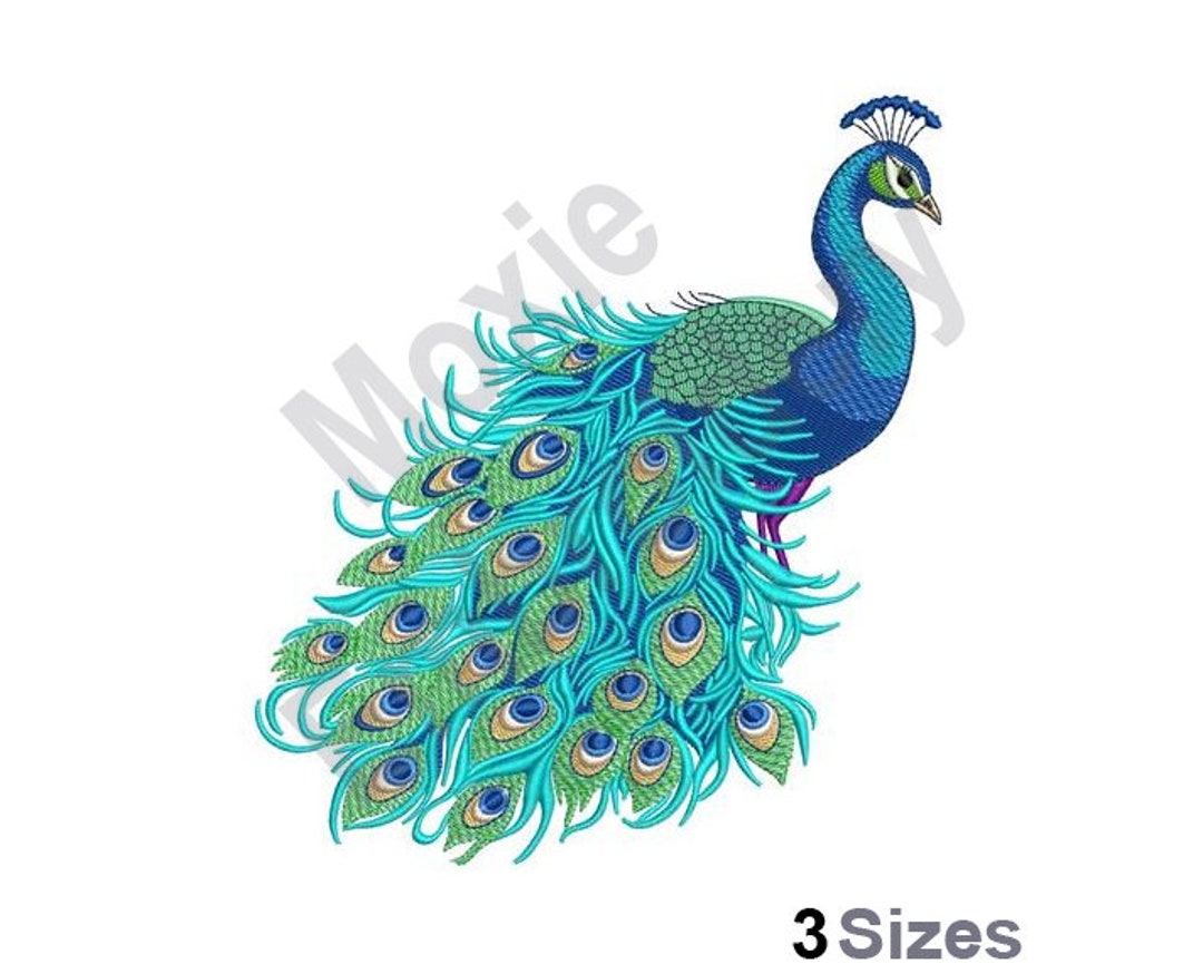 Peacock - Machine Embroidery Design - 3 Sizes, Peafowl Embroidery Pattern, Decorated Peacock ...