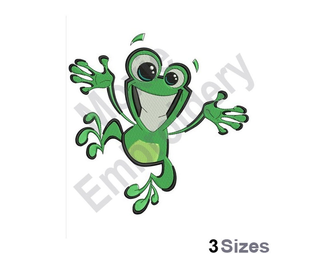 Happy Frog - Machine Embroidery Design - 3 Sizes, Jumping Frog ...