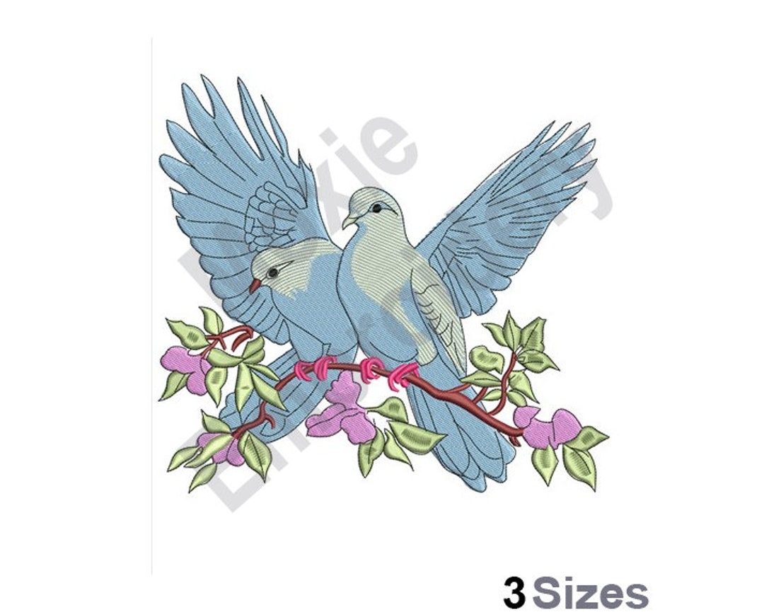 Wedding Doves on Tree Branch - Machine Embroidery Design - 3 Sizes ...