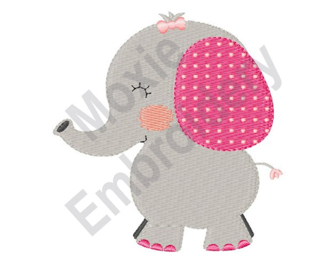 Baby Elephant Machine Embroidery Design, Baby Girl Elephant Embroidery ...