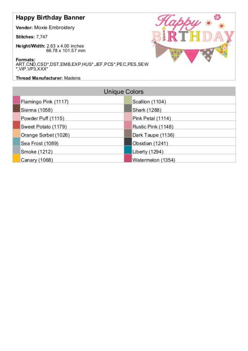 Happy Birthday Banner Machine Embroidery Design Pennant - Etsy