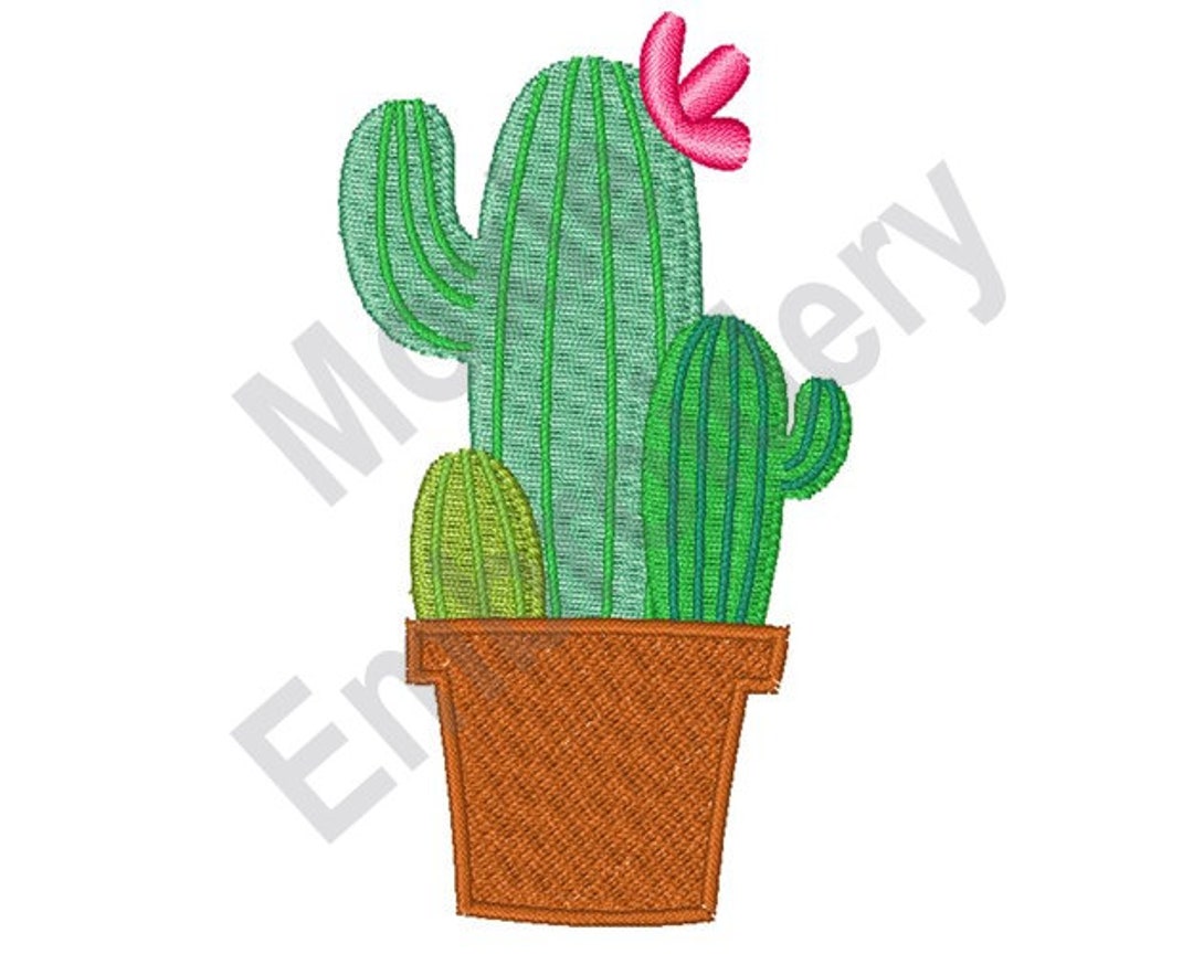 Prickly Cactus - Machine Embroidery Design, Cactus Pot Embroidery ...