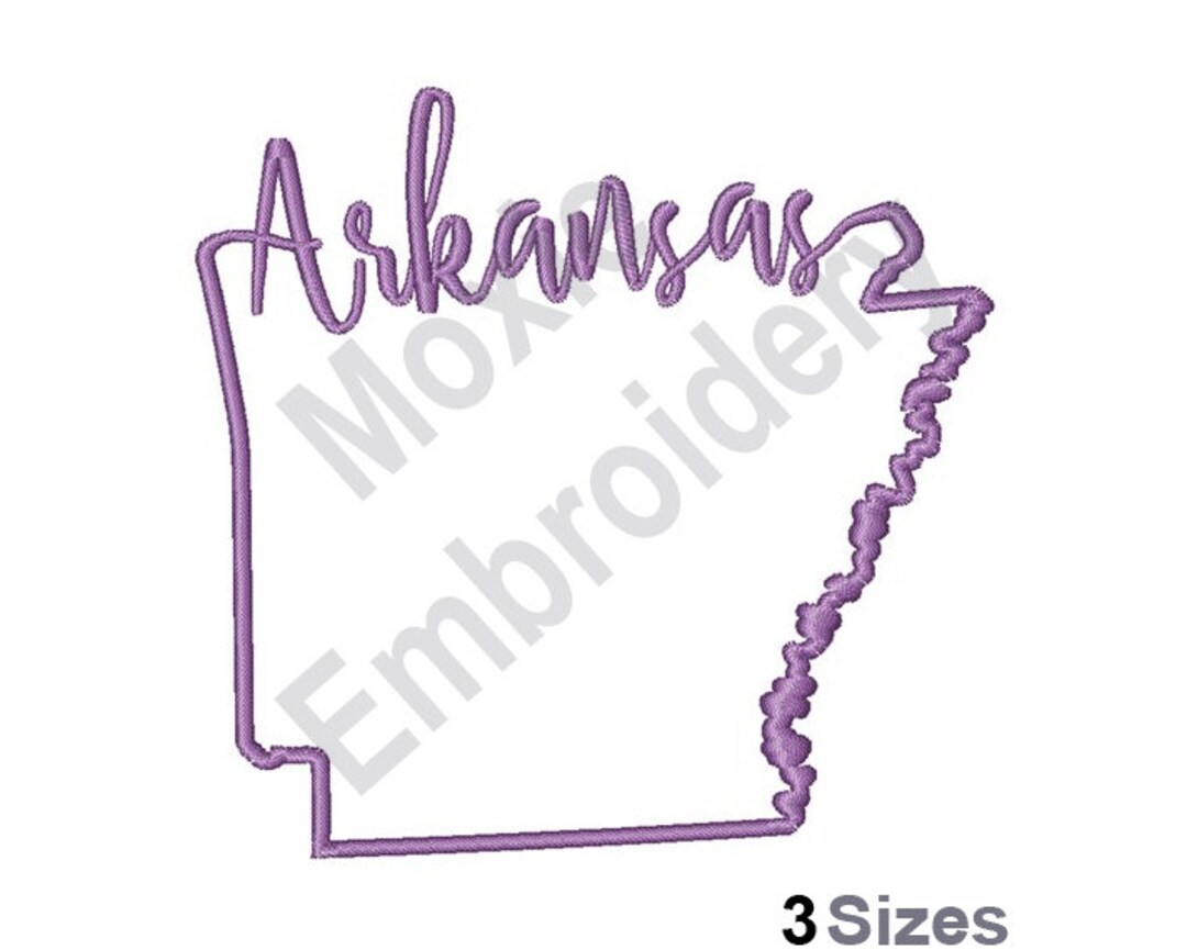 Arkansas State Map - Machine Embroidery Design, Arkansas Map Outline ...