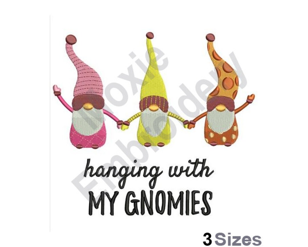 Hanging With Gnomies - Machine Embroidery Design - 3 Sizes, Gnome ...