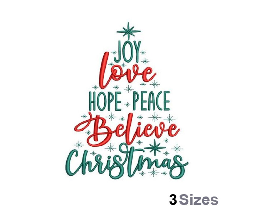 Believe in Christmas Tree - Machine Embroidery Design - 3 Sizes ...