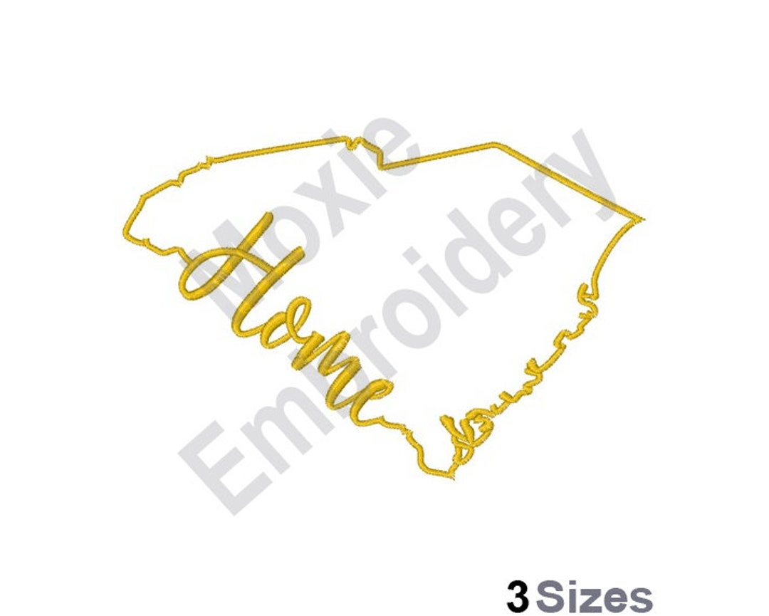 South Carolina Home State Map - Machine Embroidery Design, South ...