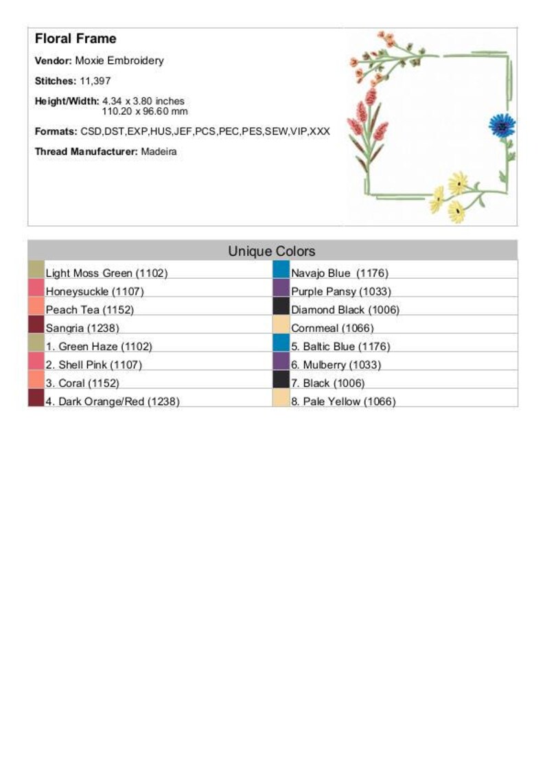 Floral Square Frame - Machine Embroidery Design, Wildflowers Border ...