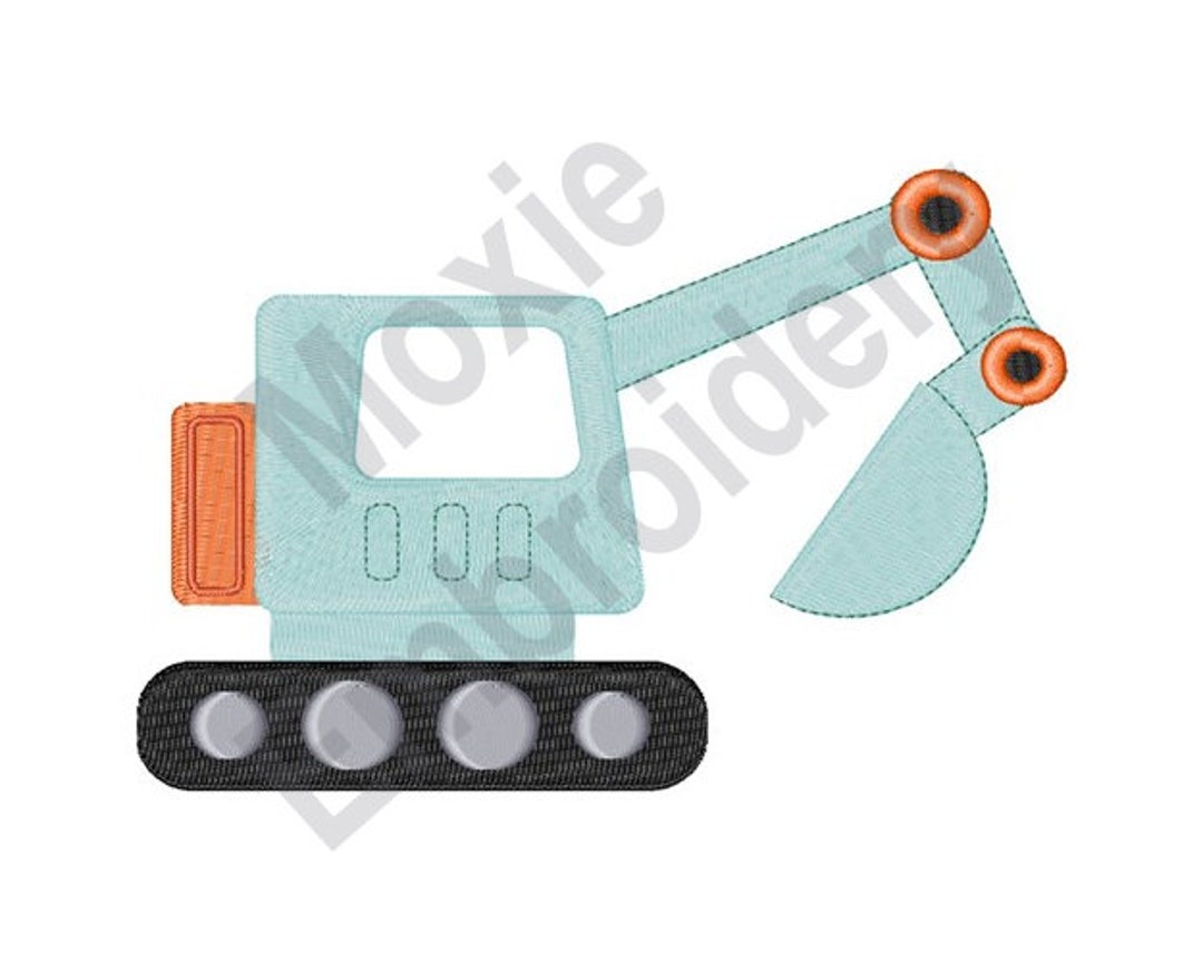 Construction Digger Machine Embroidery Design, Excavator Embroidery ...